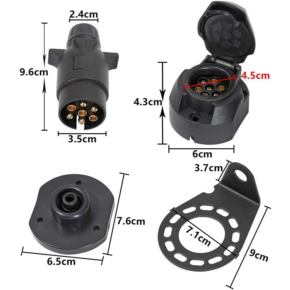 Conector remorca, QttvbTna, 7 pini, metal, 12V, impermeabil - eMAG.ro