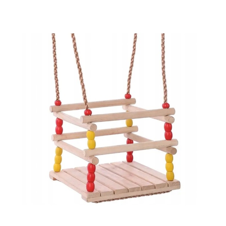 Leagan din lemn natural pentru copii, franghii si bariere durabile ...