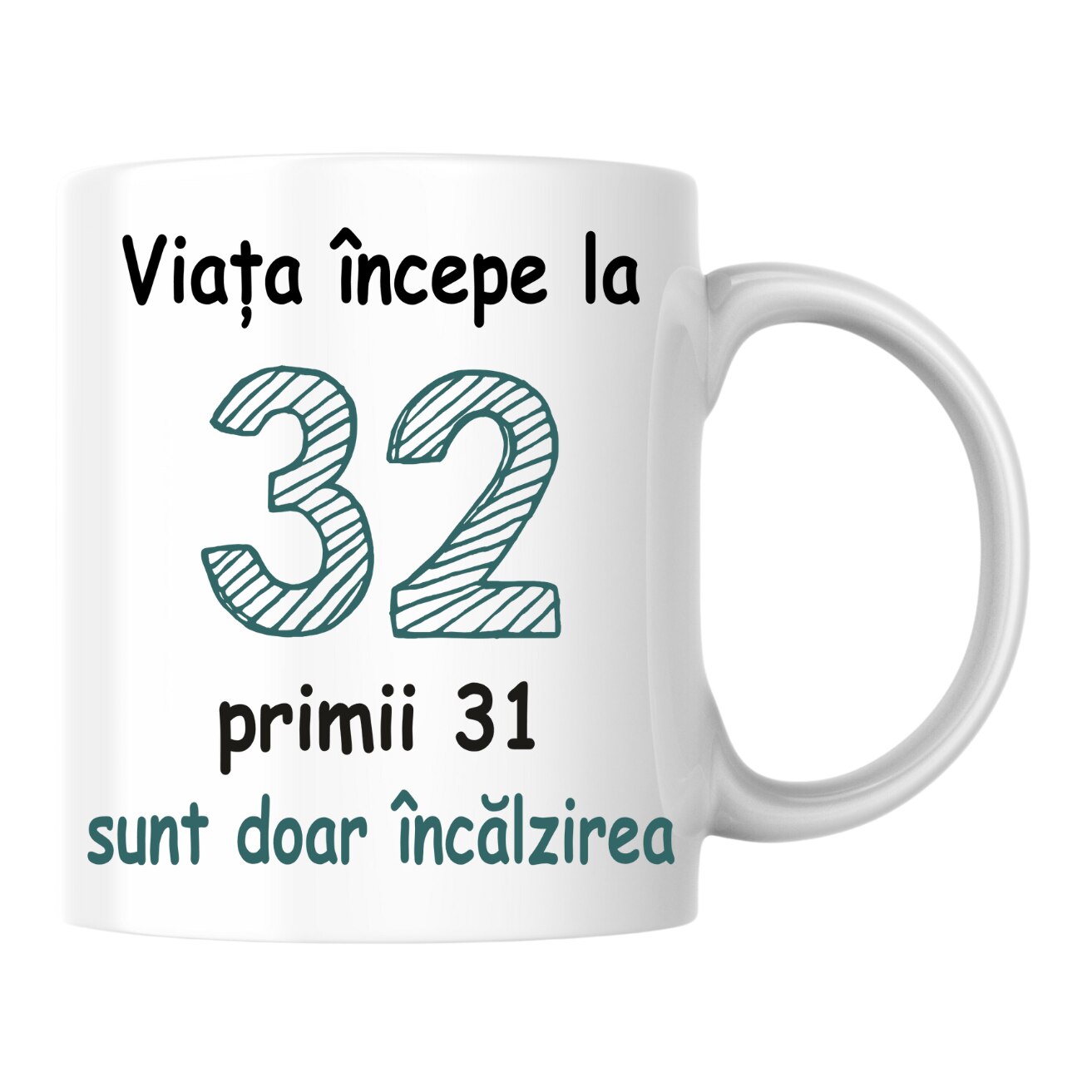 Cana personalizata - Viata incepe la 32 de ani, v2, alba, 330 ml - eMAG.ro