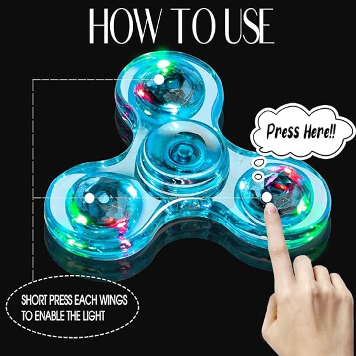 Set 3 jucarii Fidget Spinner LED Multicolor, EXCITAT®, Antistres Iluminata, Perfecta Pentru ...