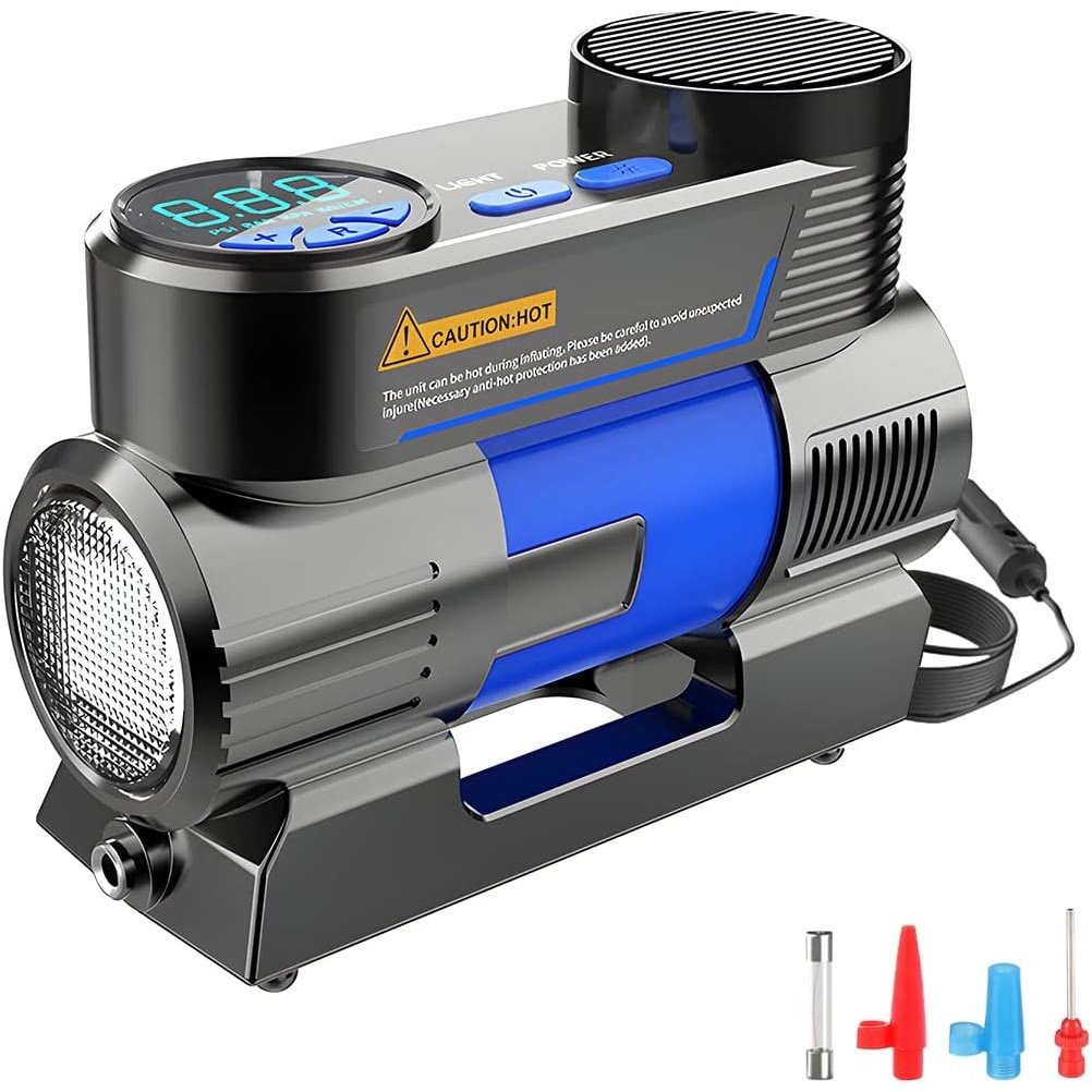 Compresor portabil, dublu cilindru, LCD digital, autoreglare, 12 V, 10 ...