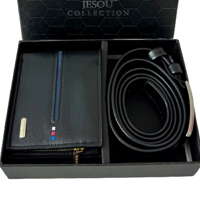 Set cadou pentru barbati JESOU COLLECTION, cutie cu portofel si curea ...