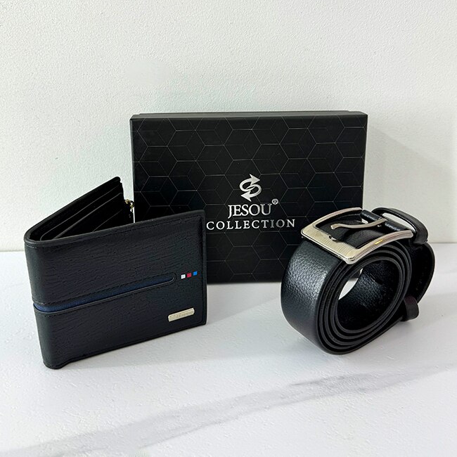 Set cadou pentru barbati JESOU COLLECTION, cutie cu portofel si curea ...