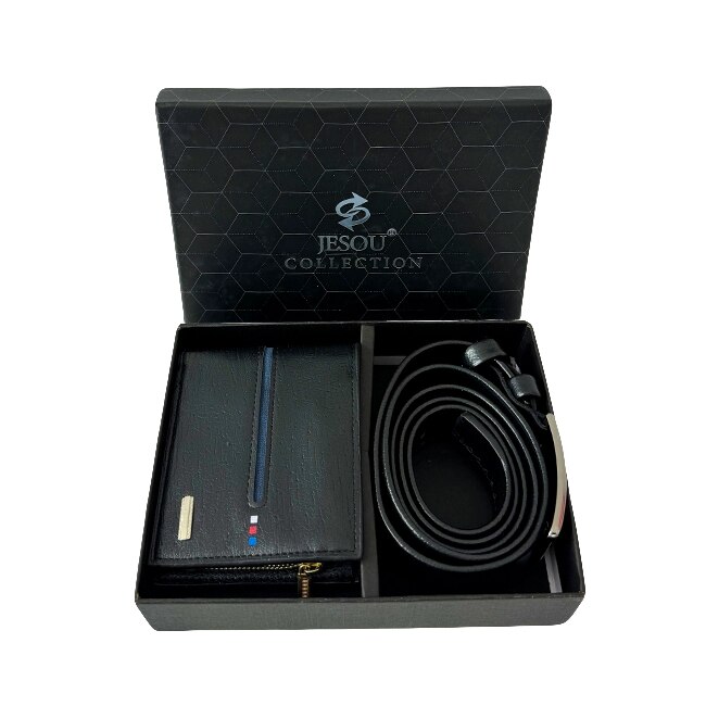 Set cadou pentru barbati JESOU COLLECTION, cutie cu portofel si curea ...