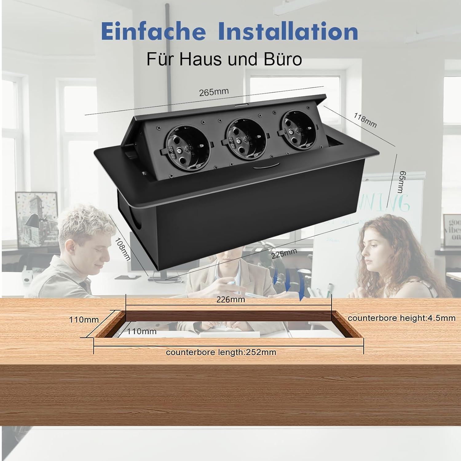 Priza Incorporabila in Blat Bucatarie, Masa sau Birou EXCITAT®, 3 Prize ...