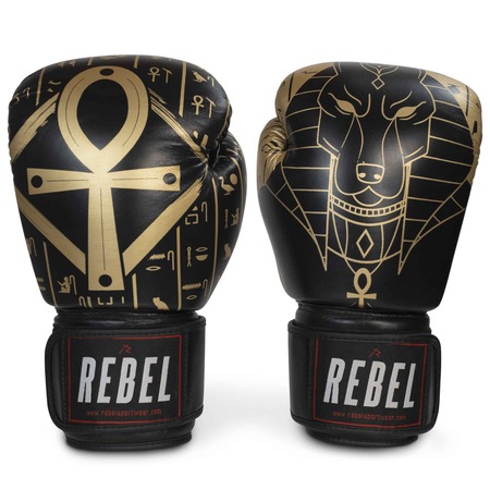 Manusi Kick-boxing, Rebel, Piele Naturala, Model Anubis, 8-16 Oz, Negru ...