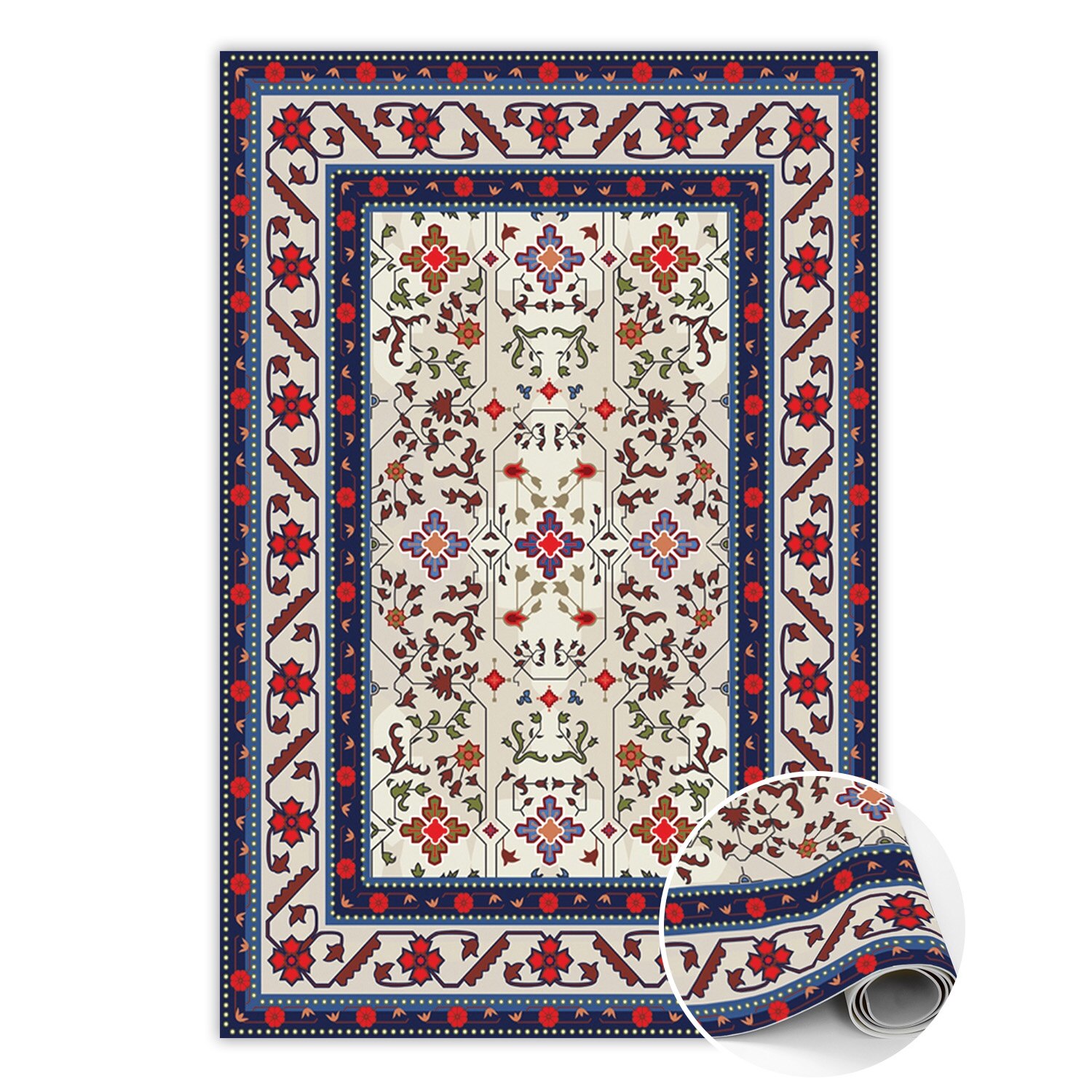 Covor de vinil, PVC, Modele persane, Roz, 60 cm x 90 cm ...