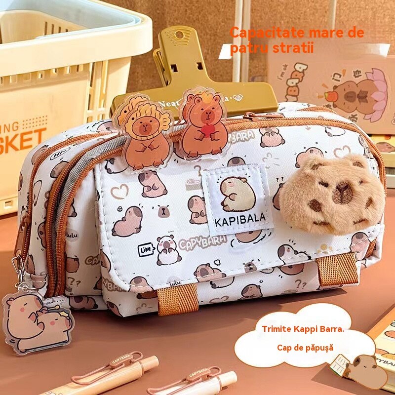 Penar scolar, 3 piese, Penar pentru copii, capybara, vine cu un breloc ...