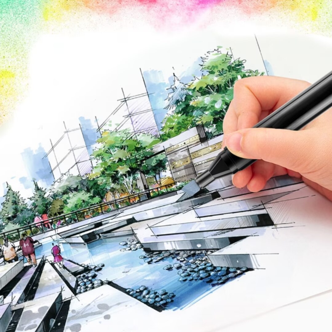 Set 80 Markere Zenino, 2 Varfuri, Culori Intense, Geanta de Depozitare ...