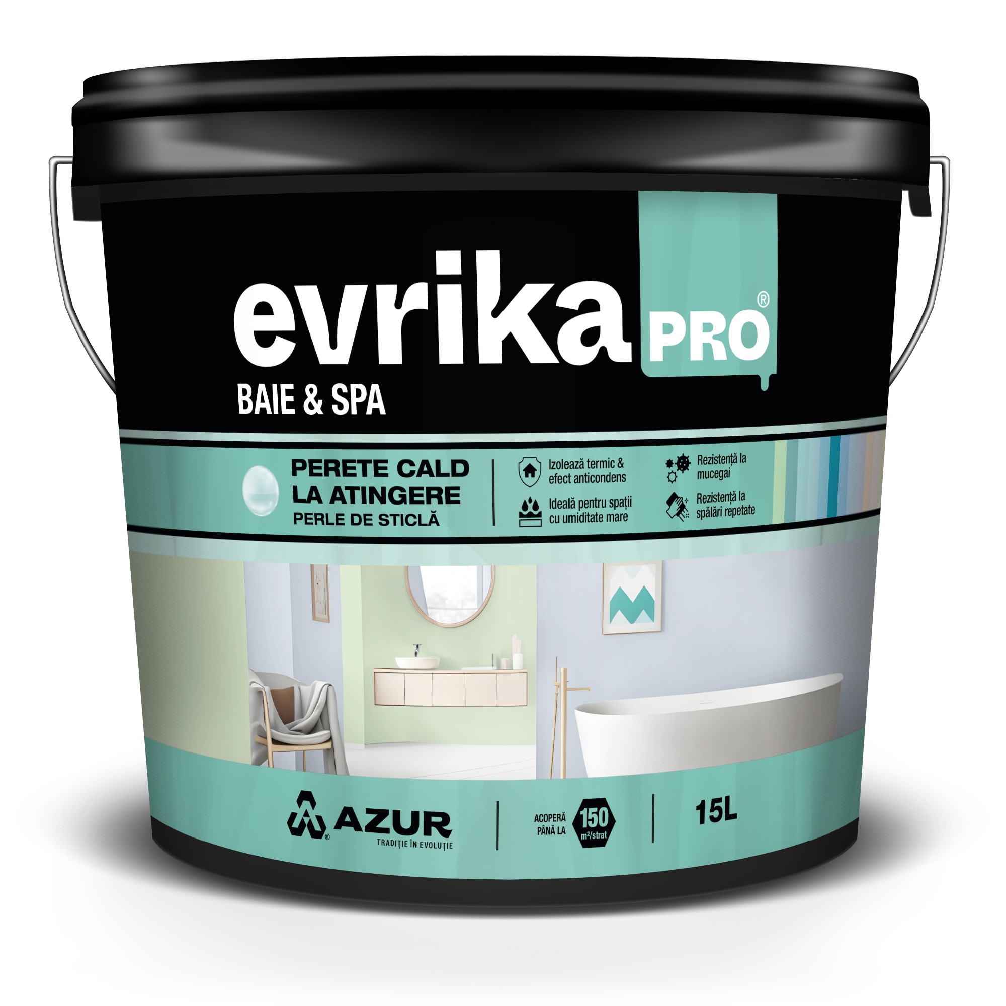 Vopsea Lavabila Evrika PRO Baie&Spa cu perle de sticla, Lavanda Regala ...