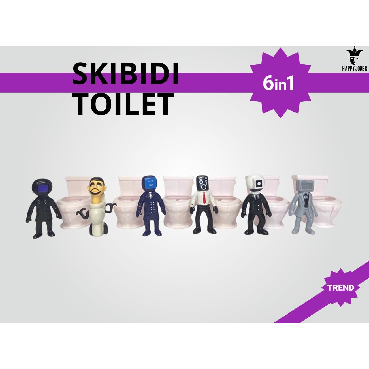 Set 6 Figurine cu 6 WC Skibidi Toilet, 8 cm, multicolor, 4 ani+ HAPPY ...