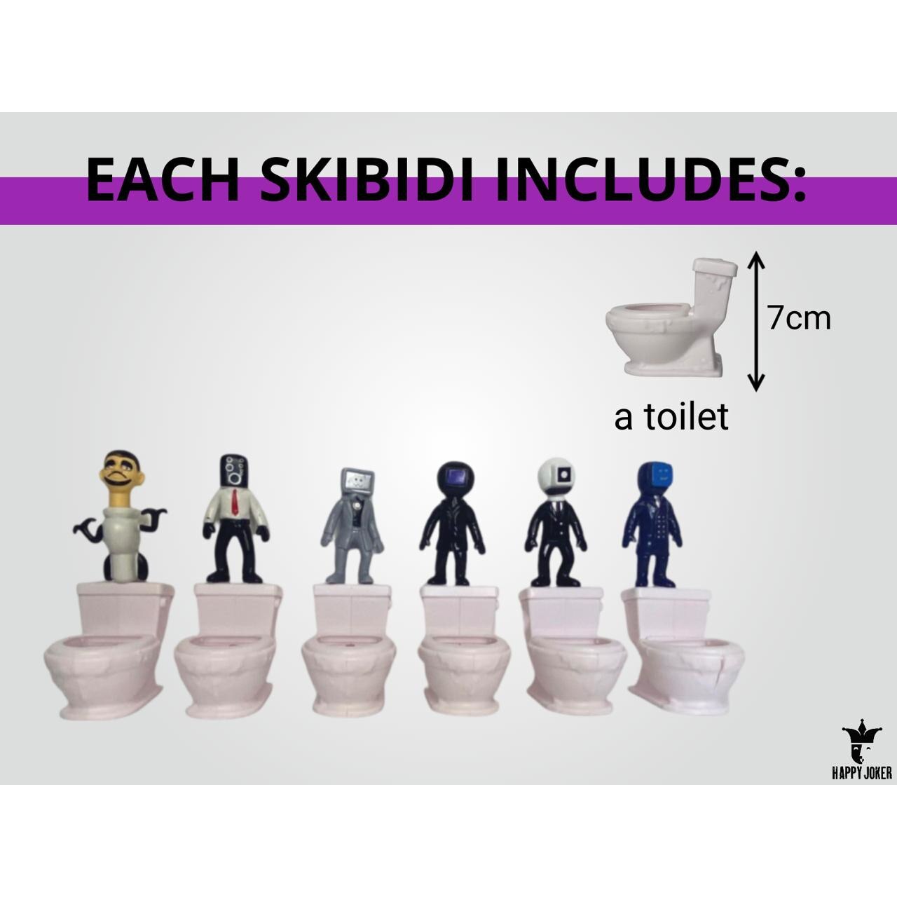 Set 6 Figurine cu 6 WC Skibidi Toilet, 8 cm, multicolor, 4 ani+ HAPPY ...