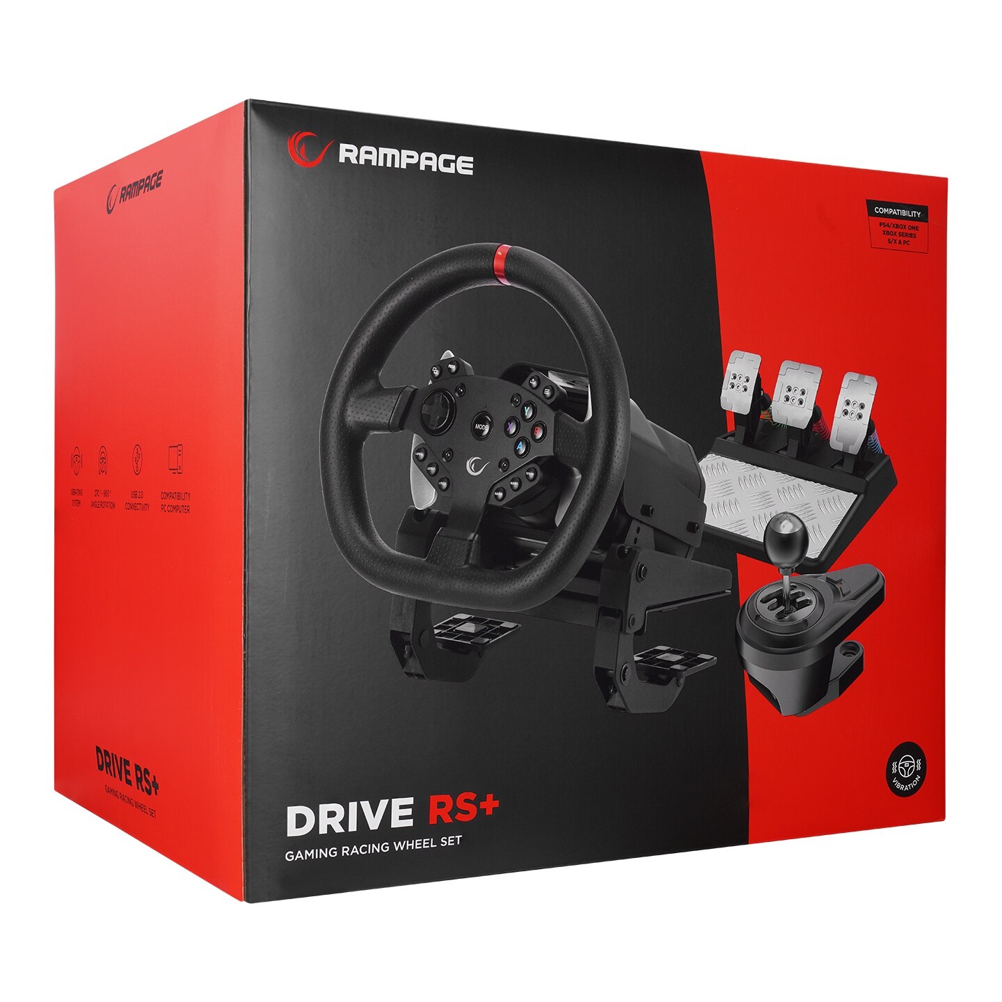 Set Volan Gaming, Rampage DRIVE RS+, ForceFeedback, pentru PS4/PC/XBOX ...