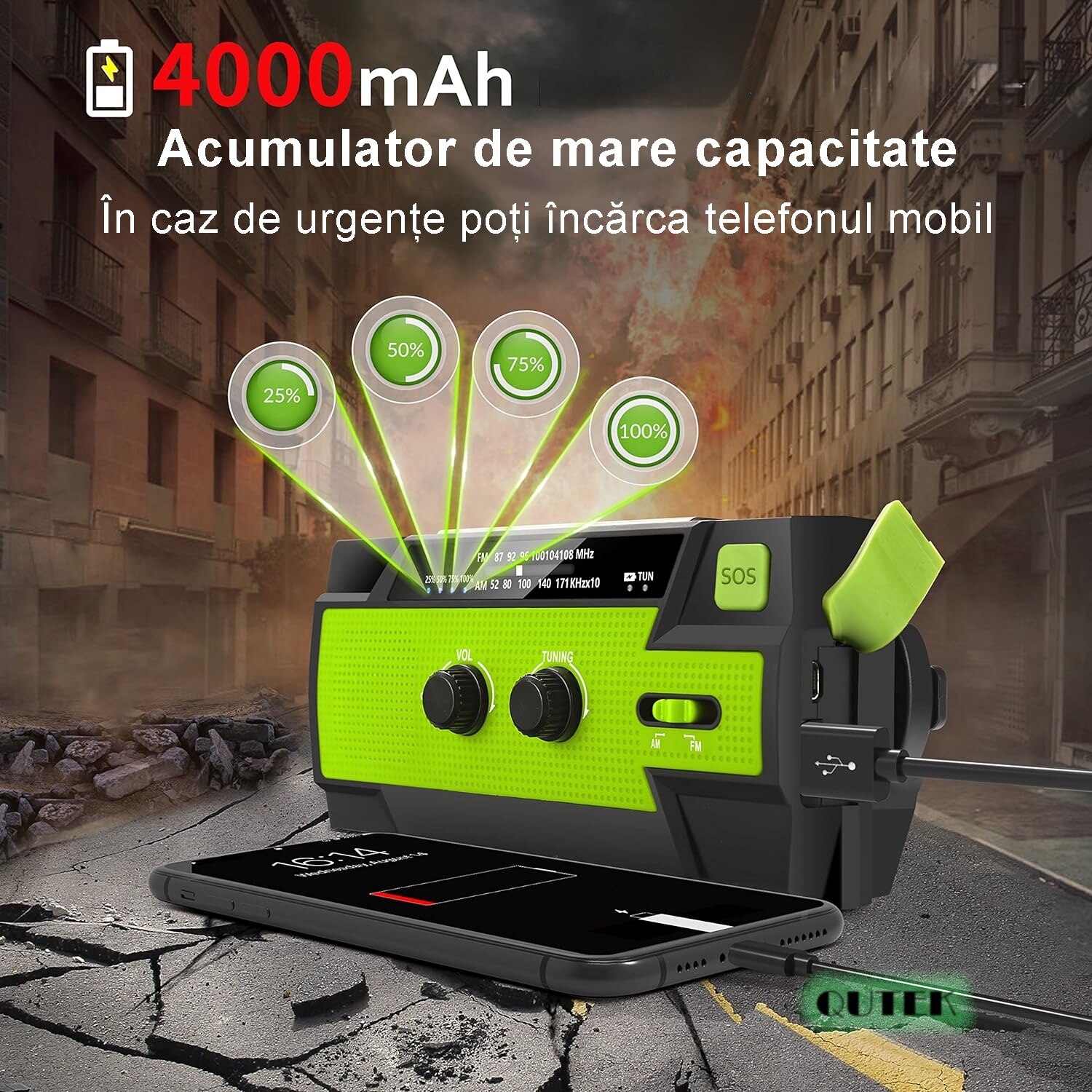 Radio portabil camping cu lampa LED, ajutor situatii de urgenta, cu ...