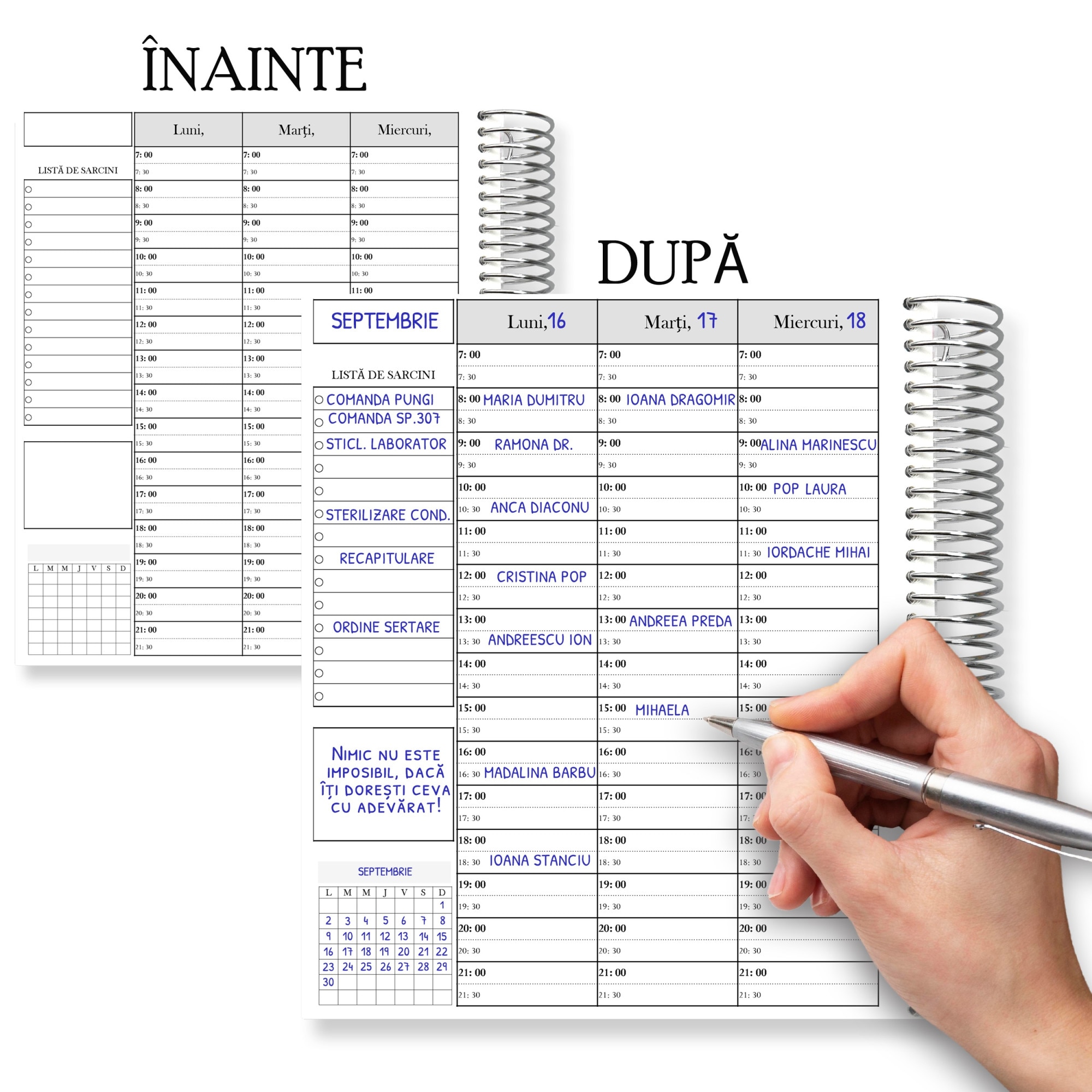 Agenda Nedatata, Spirala Metalica, Hartie 120g/mp, Planner pentru ...