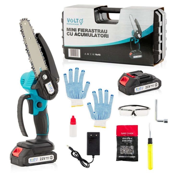 Mini drujba cu 2 acumulatori Li-Ion 21V, Manusi si Ochelari de rezerva ...