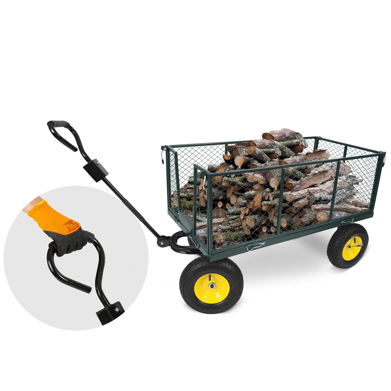 Carucior transport marfa DacEnergy©, cadru puternic din otel, roti ...