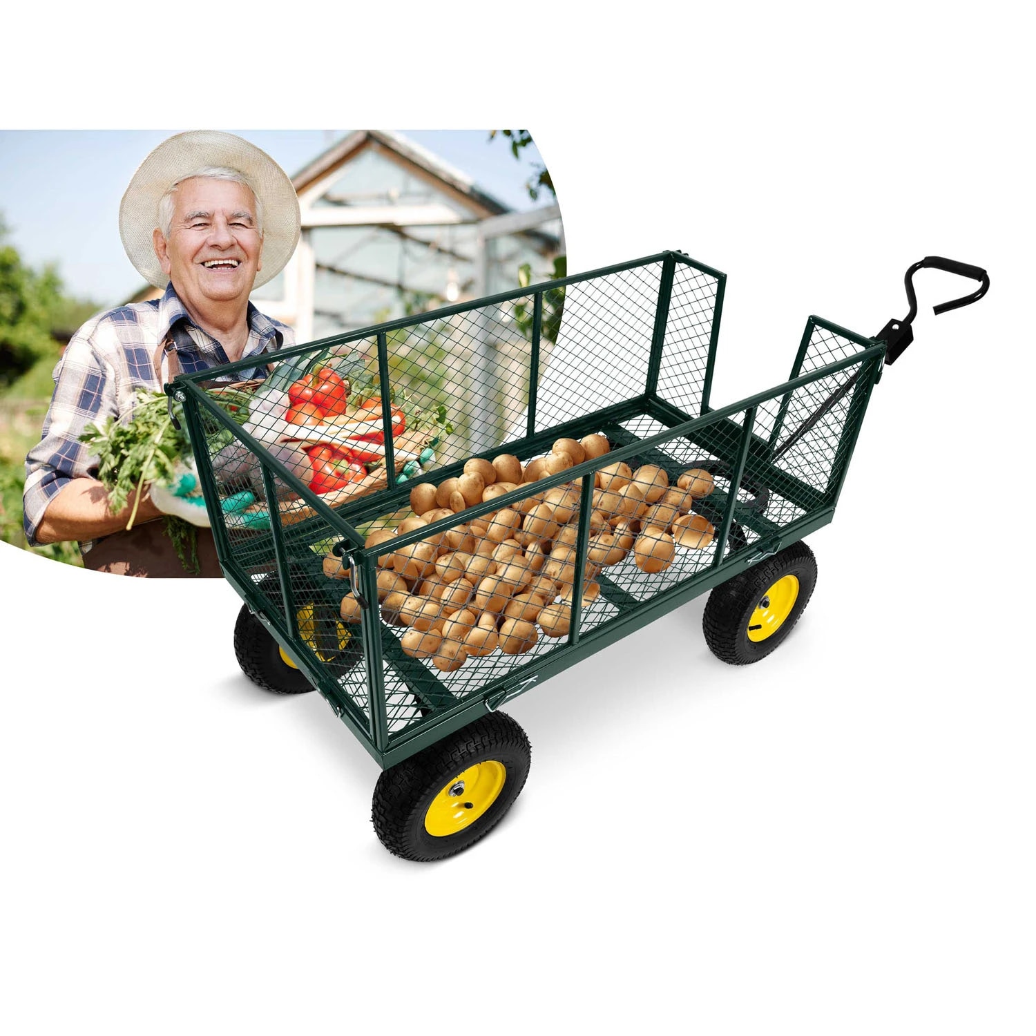 Carucior transport marfa DacEnergy©, cadru puternic din otel, roti ...