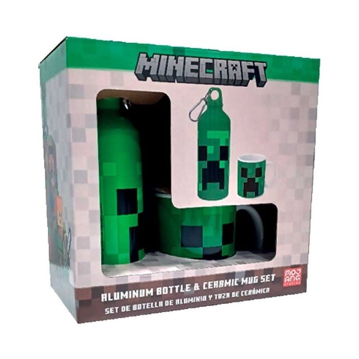 Set cana si sticla Minecraft Creeper, Multicolor - eMAG.ro