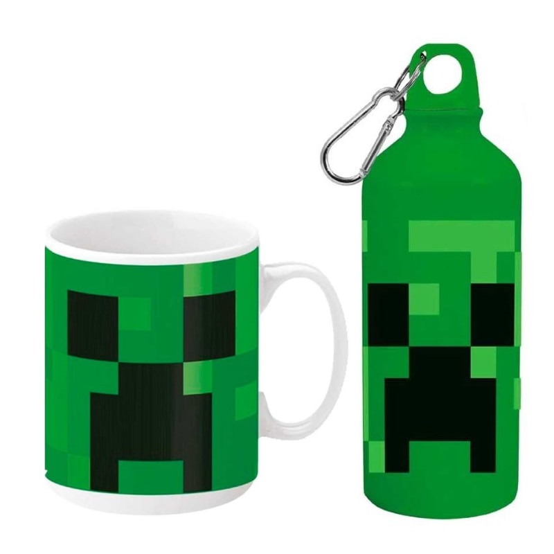Set cana si sticla Minecraft Creeper, Multicolor - eMAG.ro