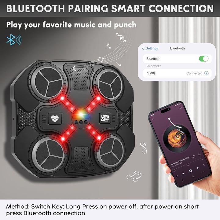 Set masina de box cu manusi, Excitat®, conexiune Bluetooth, difuzor ...