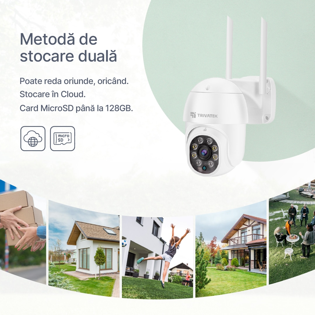 Camera de Supraveghere WIFI TRIVATEK™ IP9, 8MP, Exterior/Interior ...