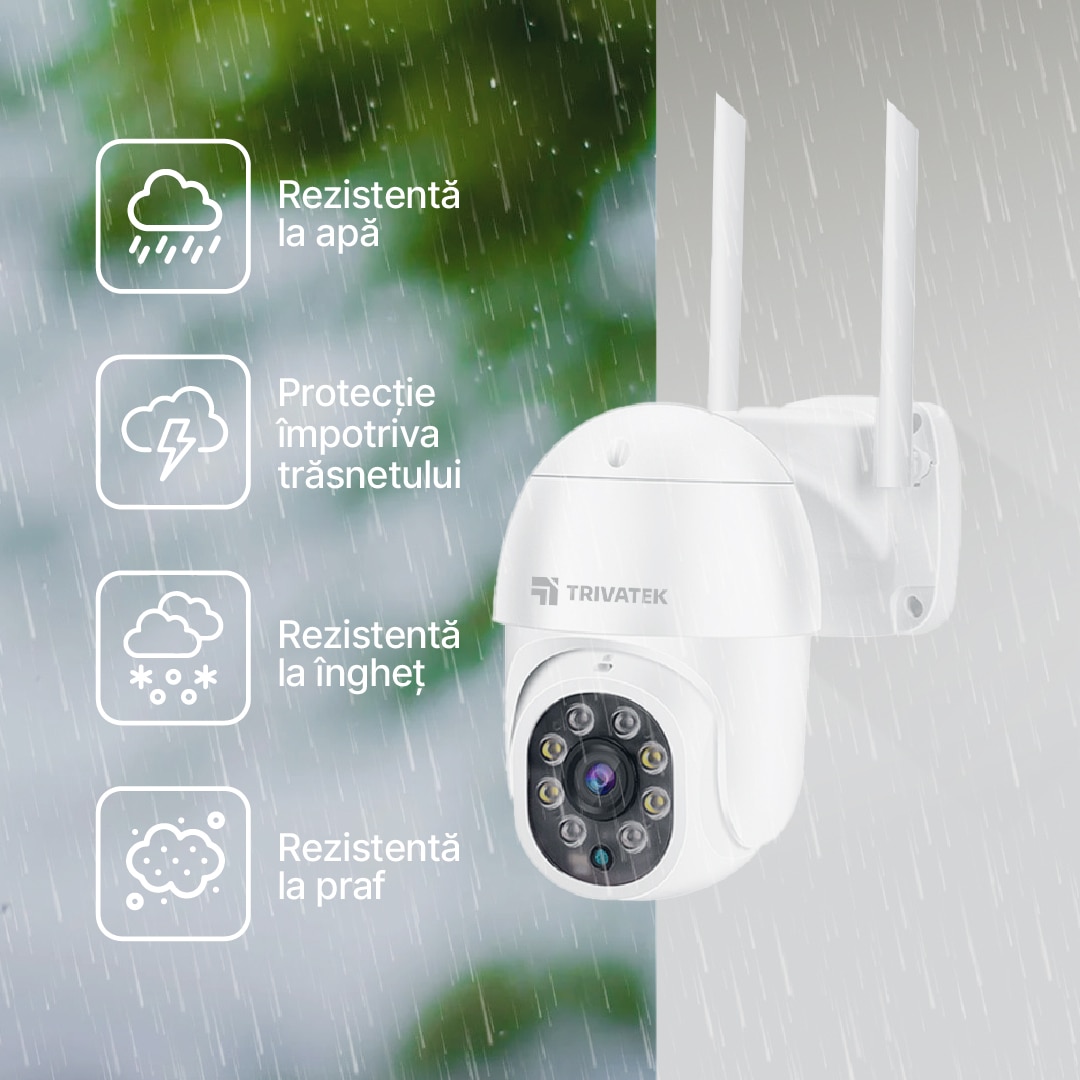 Camera de Supraveghere WIFI TRIVATEK™ IP9, 8MP, Exterior/Interior ...