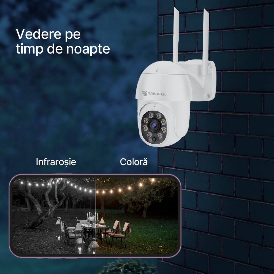 Camera de Supraveghere WIFI TRIVATEK™ IP9, 8MP, Exterior/Interior ...