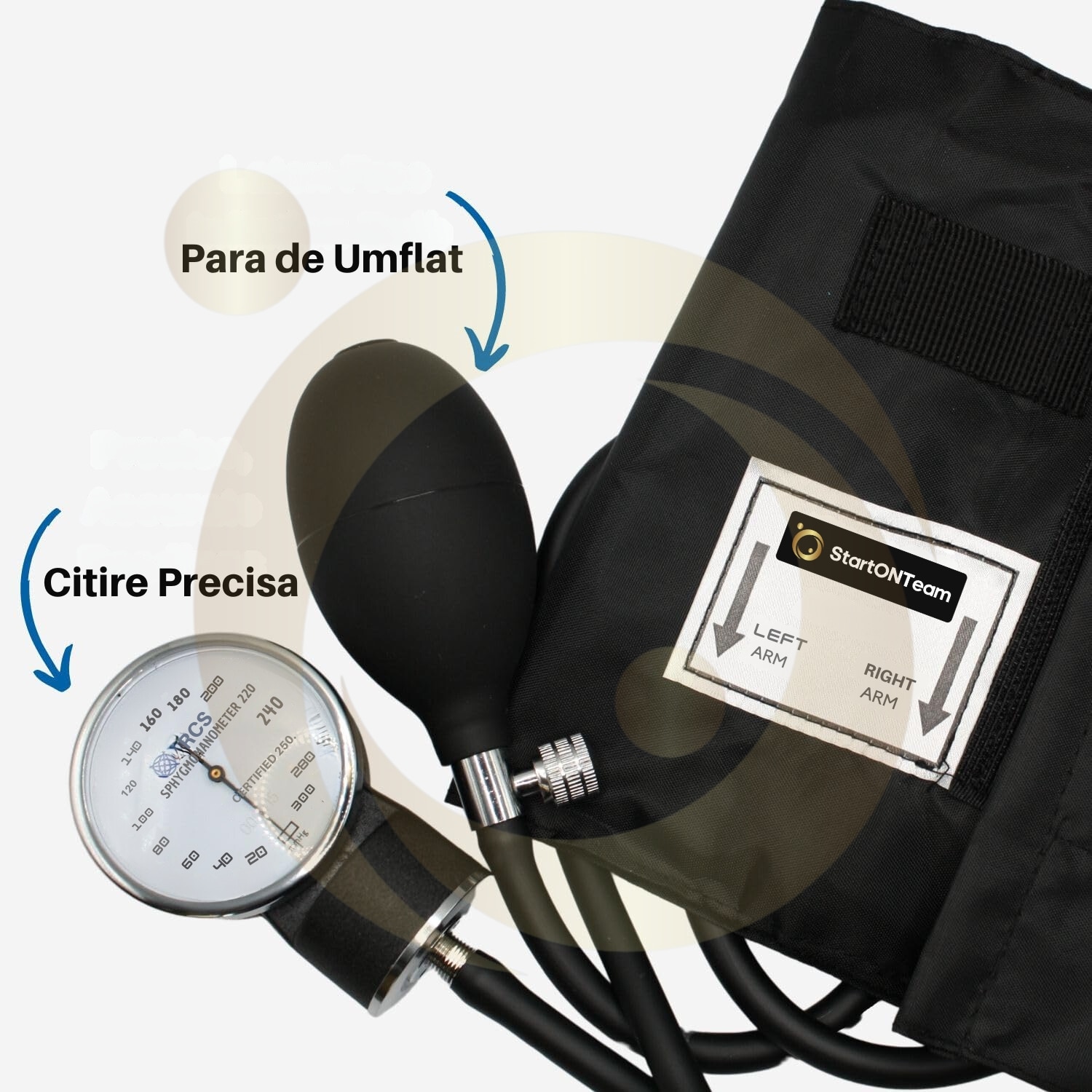 Tensiometru mecanic aneroid clasic, cu Manseta de brat si stetoscop, Aparat profesional manual ...