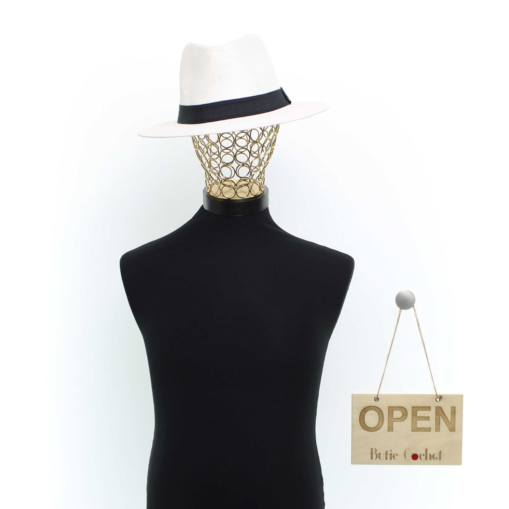 Palarie de soare, barbati, din paie de hartie, Anoul, cu banda textila ...