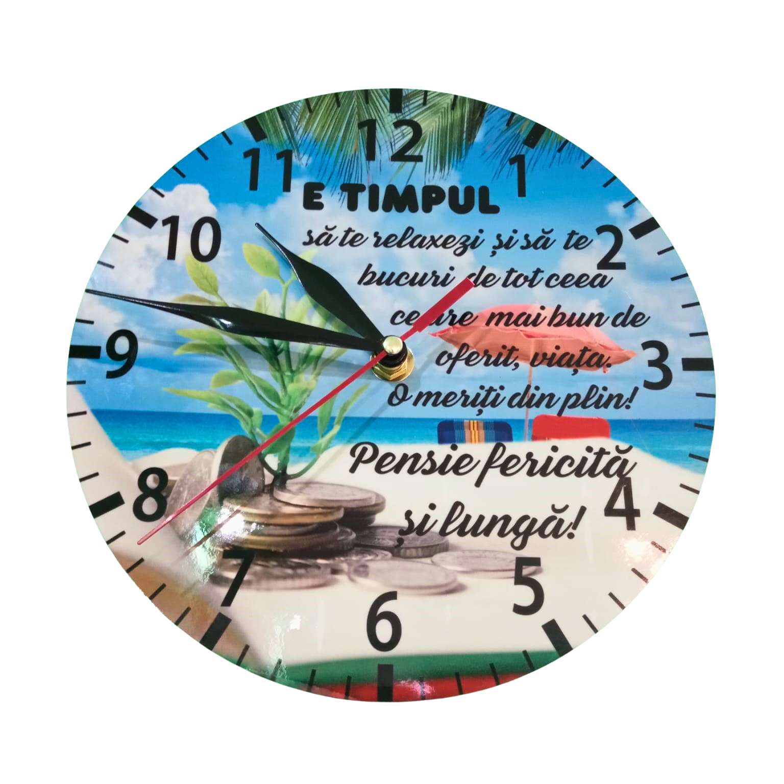 Ceas de perete, pentru pensionare, MDF, personalizat cu mesaj si ...