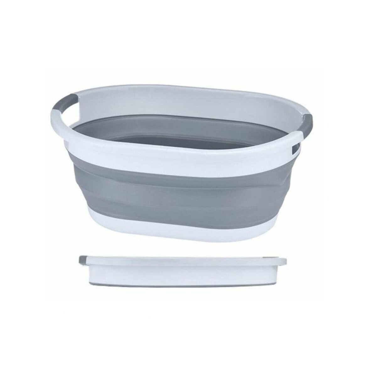 Cos pentru rufe pliabil, PrzydaSie.pl, silicon, capacitate 25L, alb-gri ...