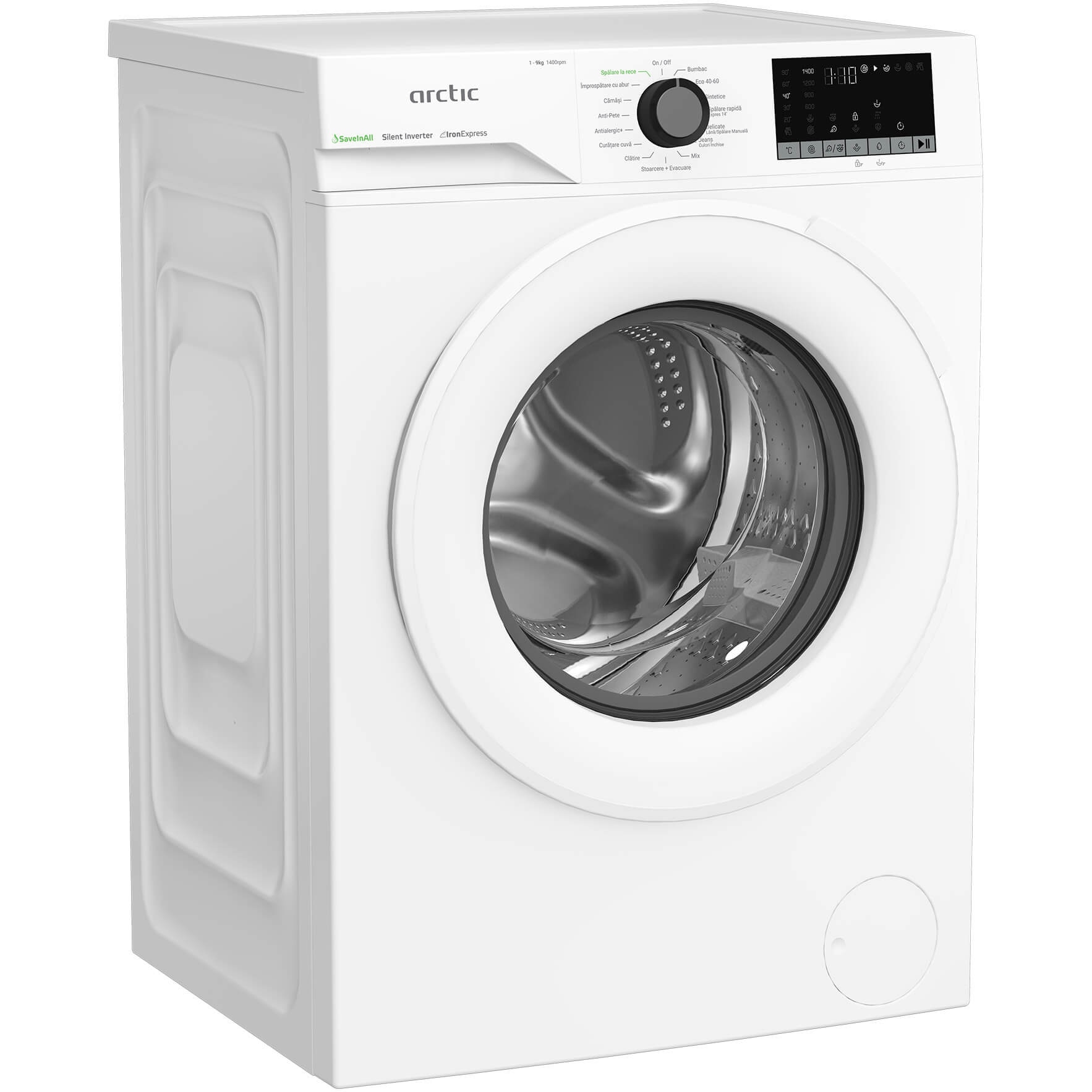 Masina de spalat rufe Arctic APLM2WFSU29412W, 9 Kg, 1400 RPM,Clasa A, Motor Silent Inverter ...