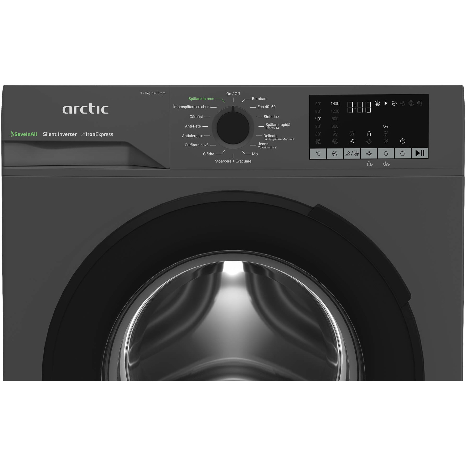 Masina de spalat rufe Arctic APLM2WFSU28411A, 8 Kg, 1400 RPM, Clasa energetica A, Motor Silent ...