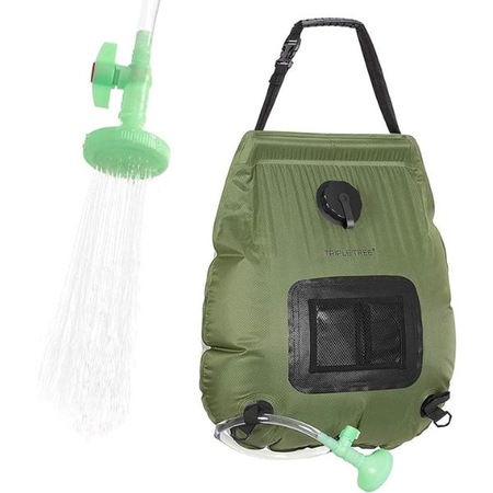 Geanta portabila de dus de camping, incalzire solara, 20L, verde ...