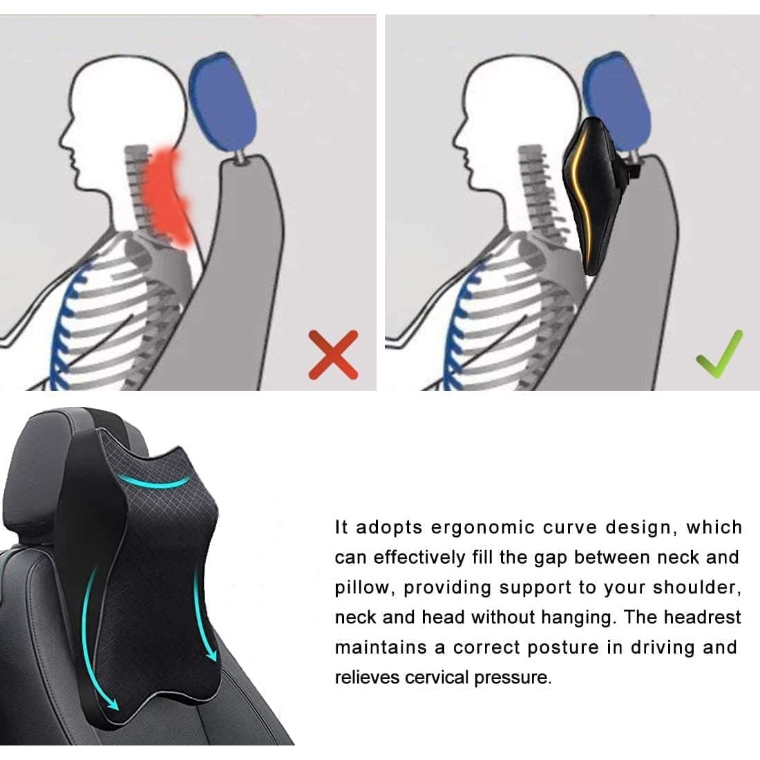 Tetiera auto, Mormark, 36 X 30 X 12 cm, Negru - eMAG.ro