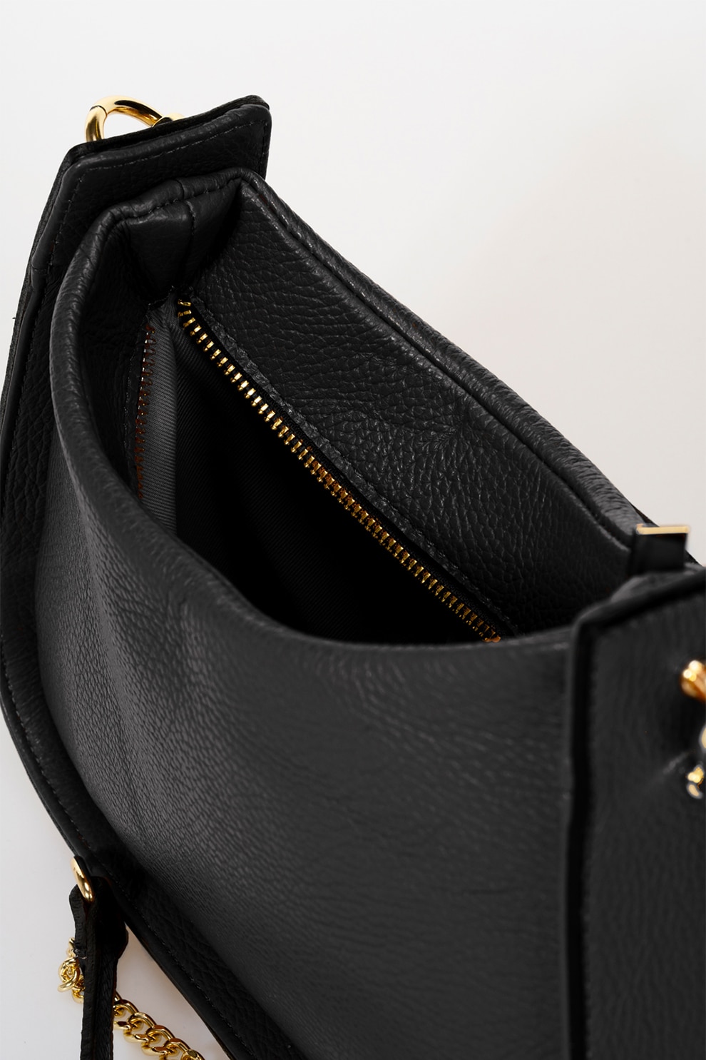 Massimo Castelli, Кожена чанта с презрамка с верижка, Черен - eMAG.bg