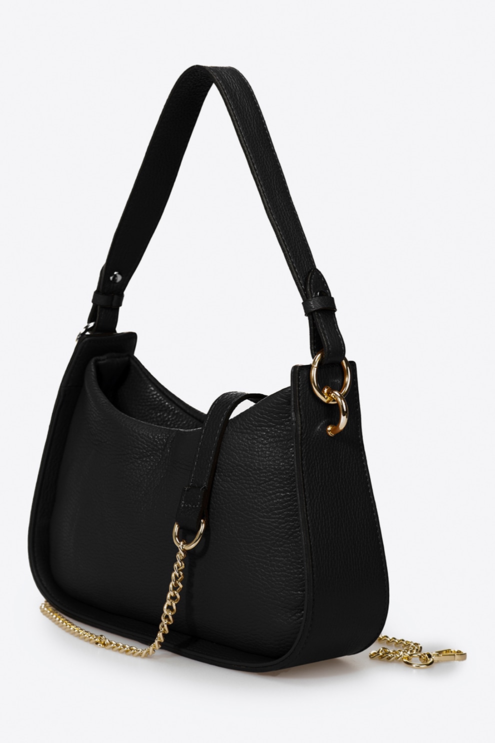 Massimo Castelli, Кожена чанта с презрамка с верижка, Черен - eMAG.bg