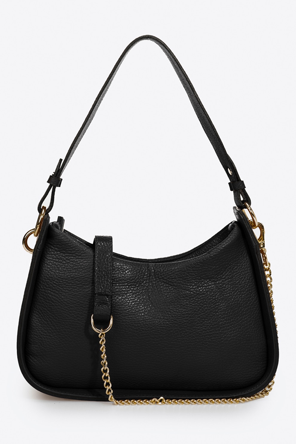 Massimo Castelli, Кожена чанта с презрамка с верижка, Черен - eMAG.bg