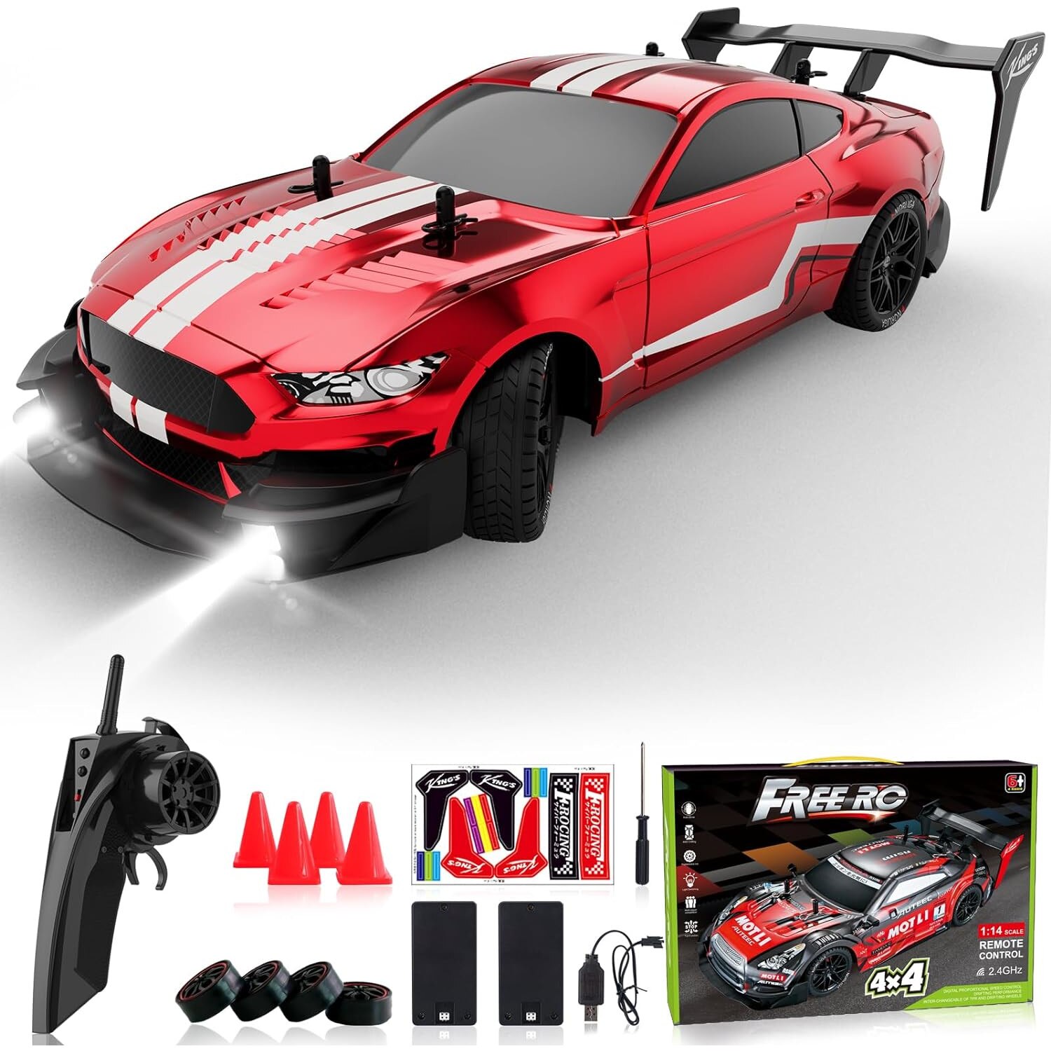 Masina cu telecomanda RC, Timebox, Drift car, 30km/h, 4x4, lumini LED ...