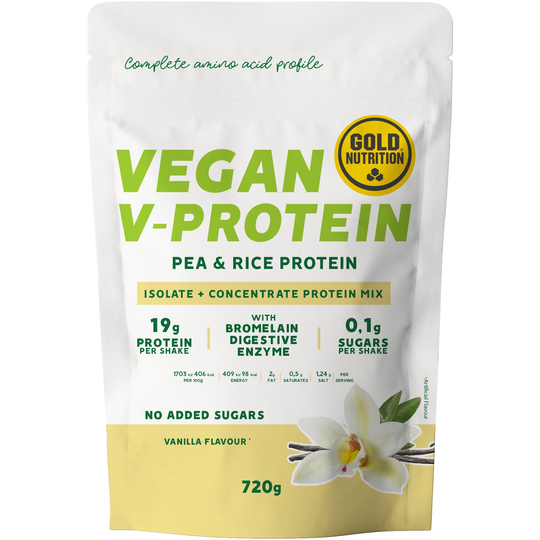 Proteine vegetale (vegane) GoldNutrition V-PROTEIN aroma vanilie 720g ...