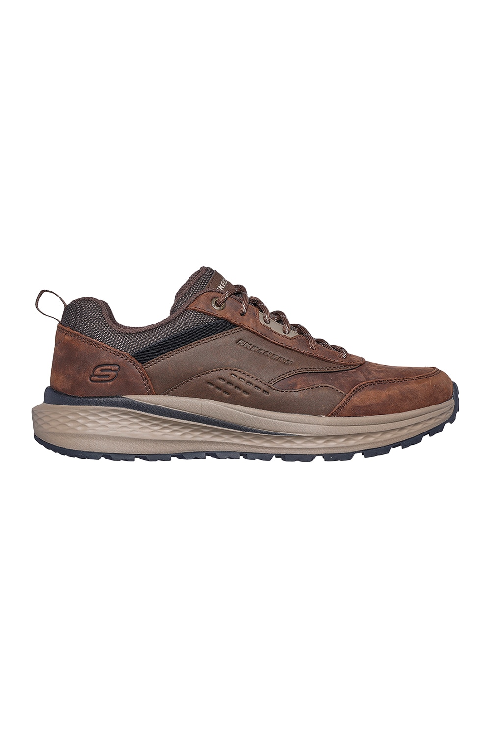 Skechers, Pantofi sport low-cut cu garnituri de piele, Maro inchis, 40 ...