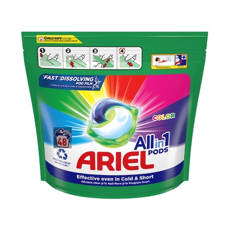 Detergent Ariel Capsule Color 48 bucati All in one Pods, Dizolvare ...