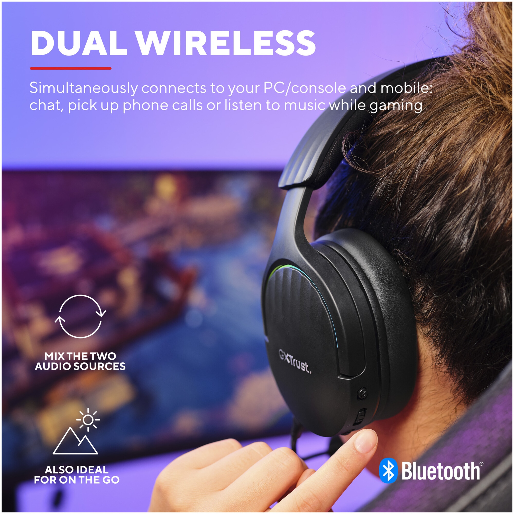 Casti Gaming Wireless Trust GXT491 FAYZO, headset, 7.1 USB Surround ...