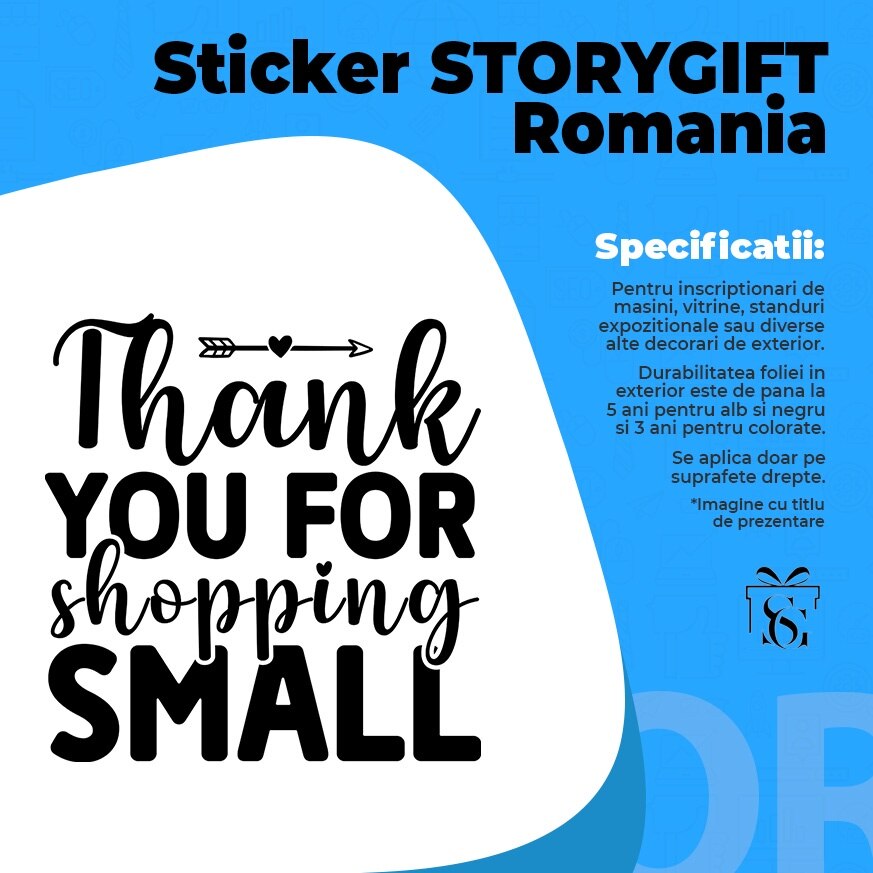 Sticker Exterior cu mesaj de multumire pentru cumparaturile mai putine ...