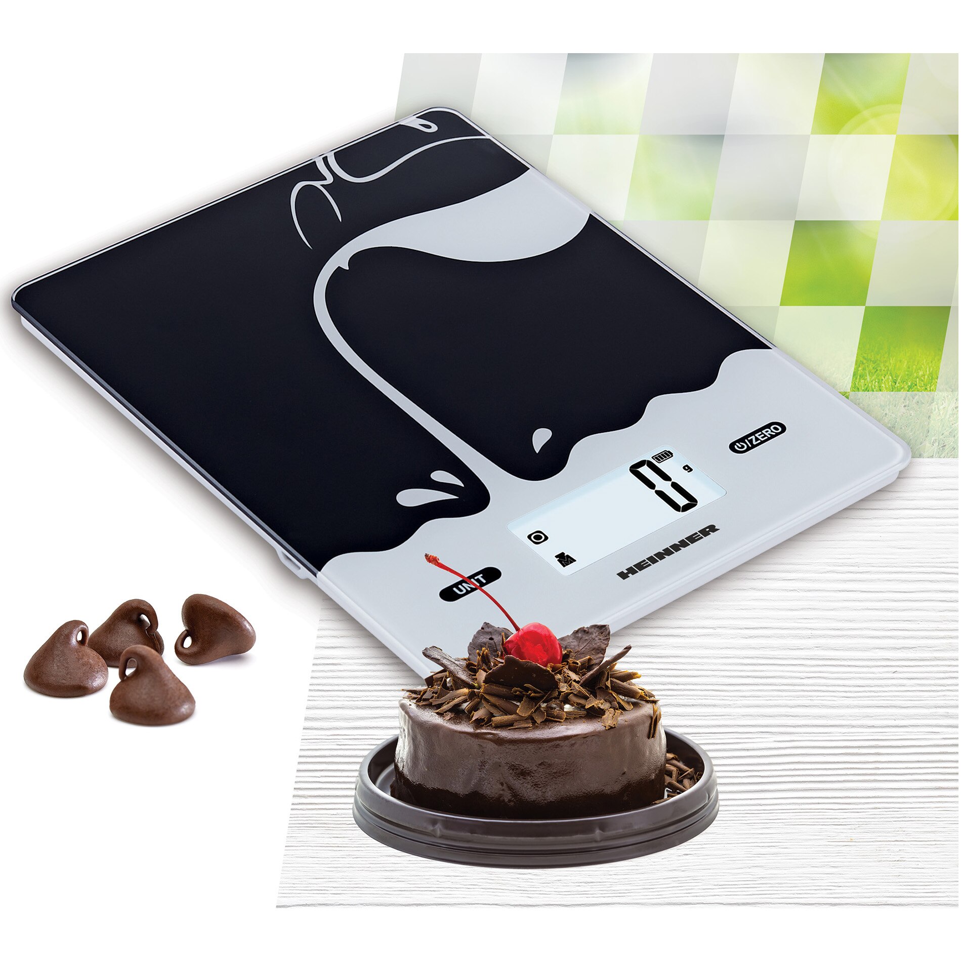 Cantar de bucatarie Heinner HKS-BK5USB, 5kg, sticla securizata 3mm, display lcd, control touch ...