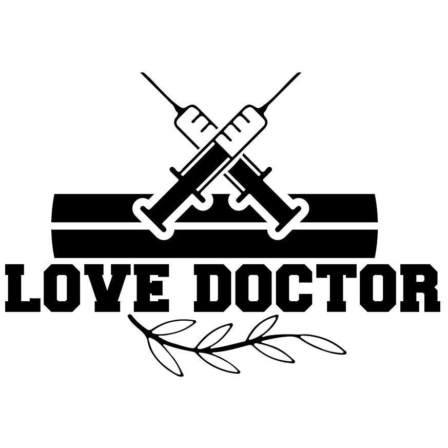 Külső matrica 2 fecskendővel és "Love doctor" felirattal - a szerelmi ...