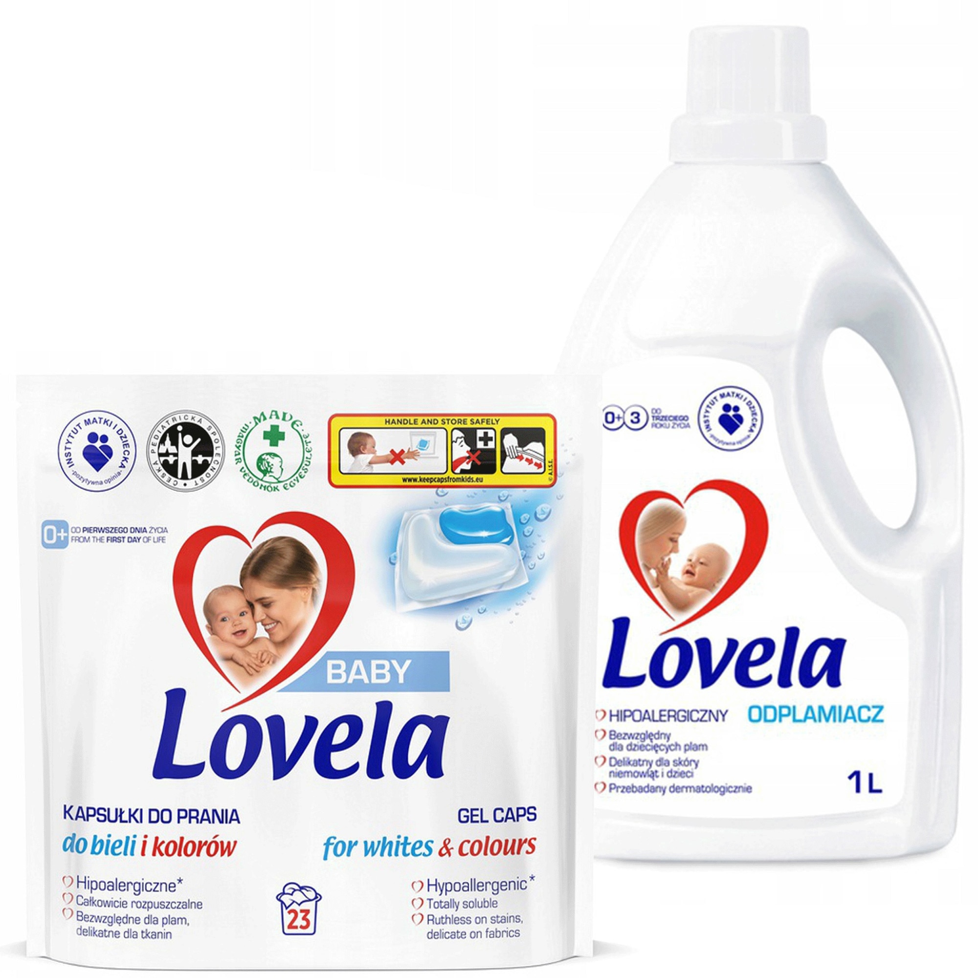 Detergent rufe, Lovela, set hipoalergenic, 23 capsule + 1L - eMAG.ro
