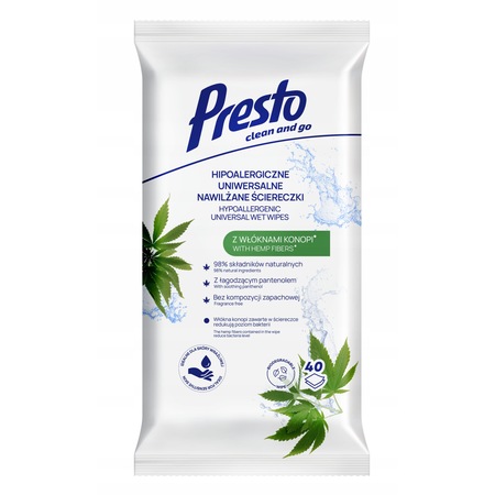 Мокри кърпички, Cleanic, Presto, 40 бр., хипоалергенни - eMAG.bg