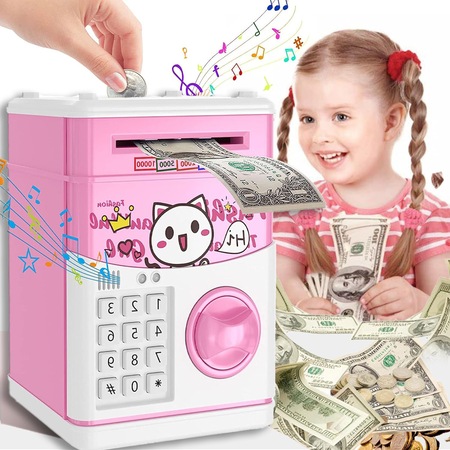 Pusculita ATM tip jucarie seif pentru copii, Excitat®, Cu lumina si ...